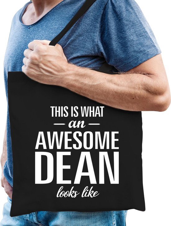 Awesome dean / geweldige decaan cadeau tas zwart voor dames en heren ...