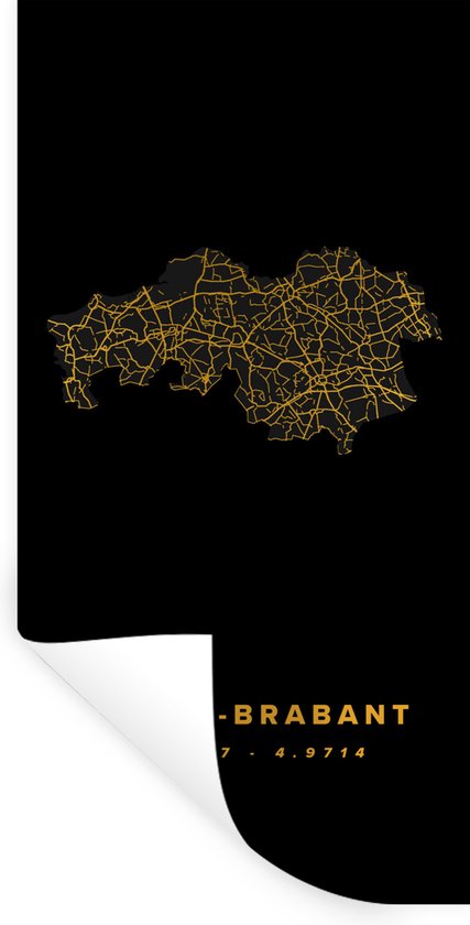 Muurstickers - Sticker Folie - Noord-Brabant - Kaart - Goud - 40x80 cm ...