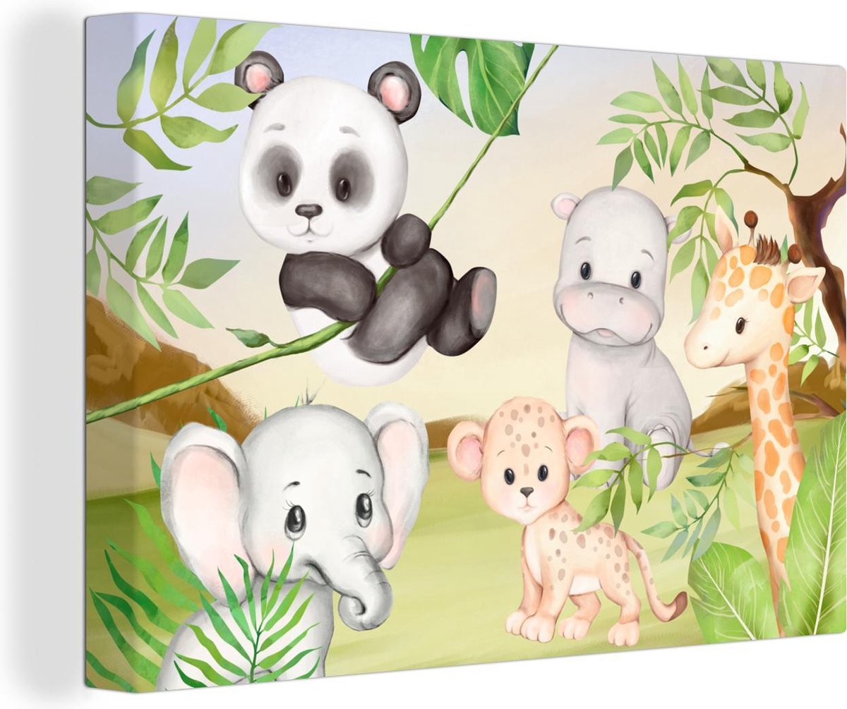 Tableau Toile Animaux de la Jungle - Enfants - Panda - 140x90 cm ...