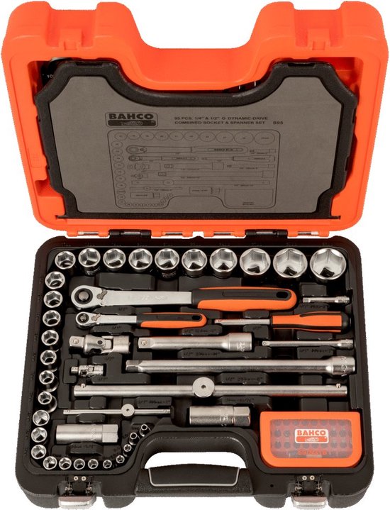 Bahco S95 Doppenset 1/4" en 1/2", met ring-steeksleutels, inbussleutels ...