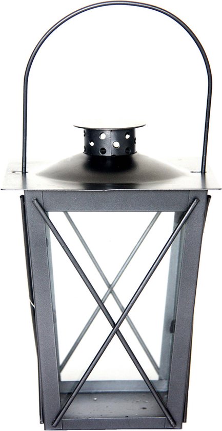 Set van 2x stuks zilveren tuin lantaarn/windlicht van ijzer 15 x 15 x ... Set van 2x stuks zilveren tuin lantaarn/windlicht van ijzer 15 x 15 x ...