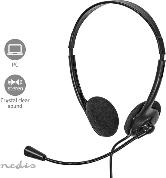 Nedis PC-Headset - On-Ear - Stereo - USB Type-A / USB Type-C ...
