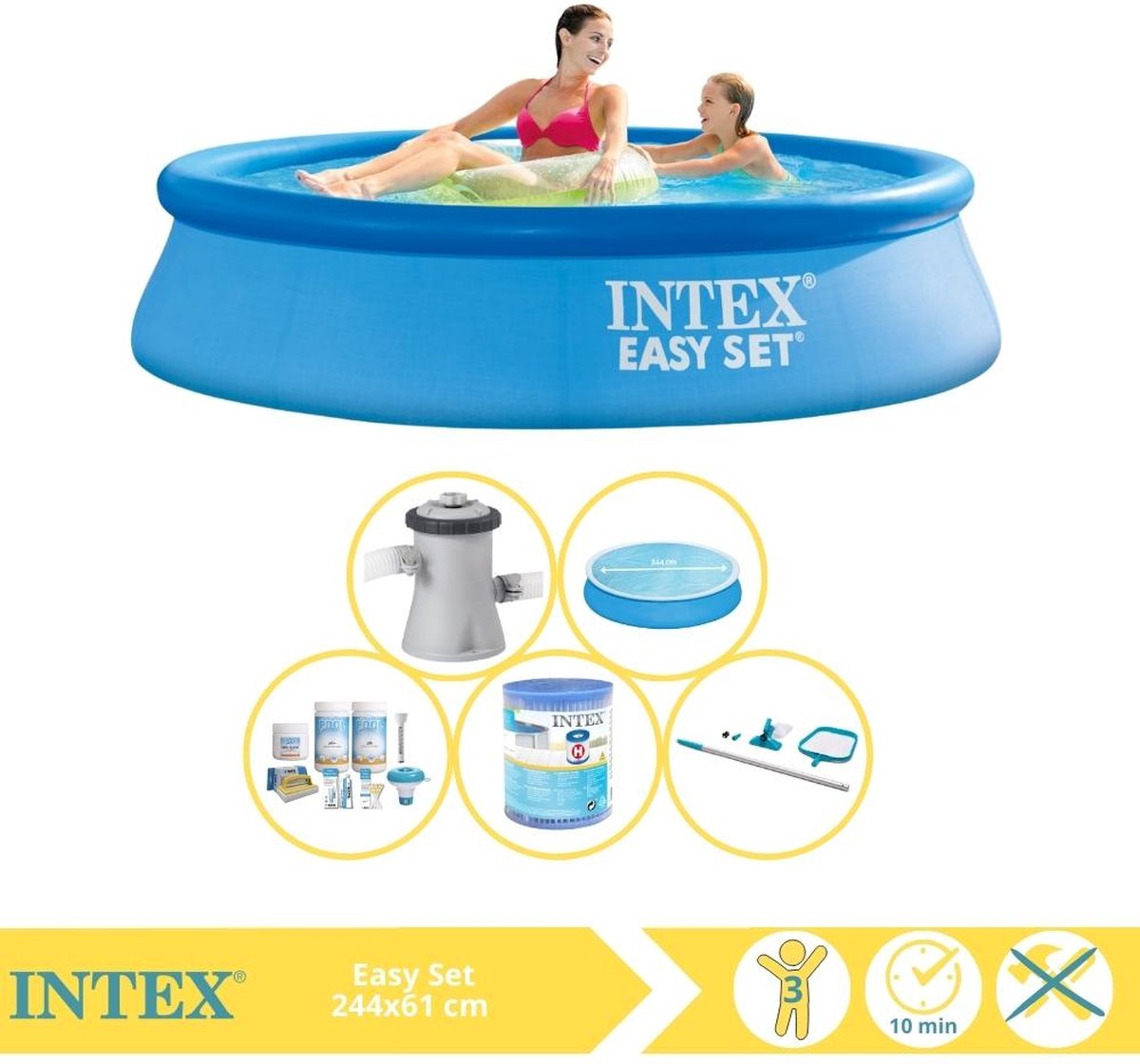 Piscine Intex Easy Set - Piscine gonflable - 244x61 cm - Y compris ...