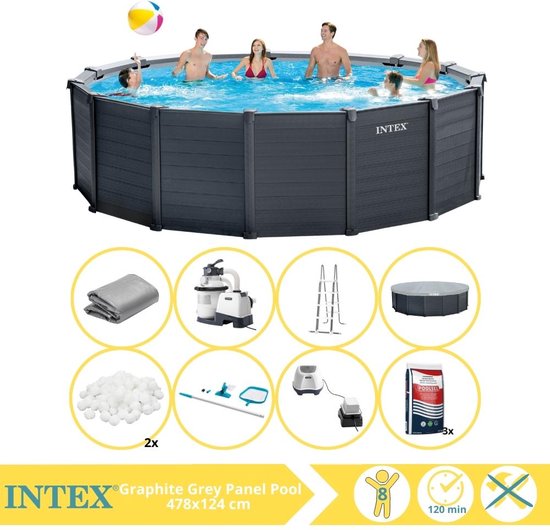 Intex Graphite Gray Panel Zwembad - Opzetzwembad - 478x124 cm ...