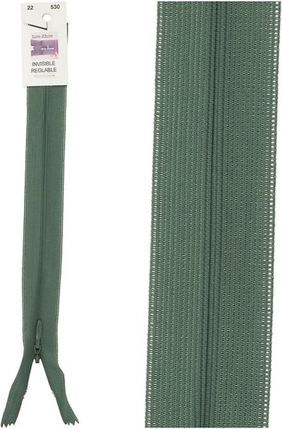 Blinde rits 60cm - dennen groen - naadverdekte rits - verstelbaar | bol.com