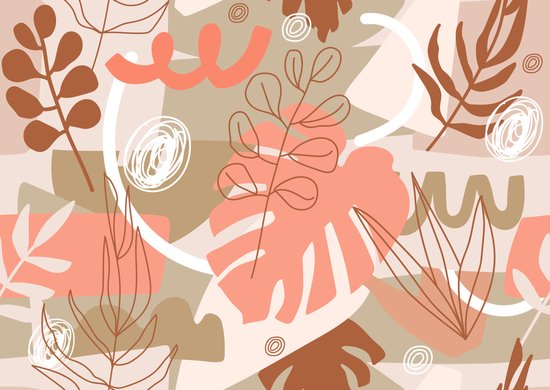 Fotobehang Contemporary Collage Seamless Pattern. Terracotta Abstract ...