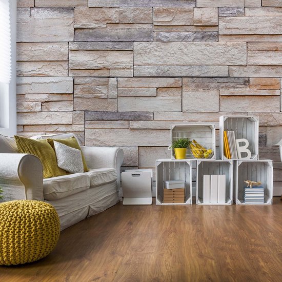 Fotobehang - Vlies Behang - Sierstenen Muur - 416 x 290 cm | bol