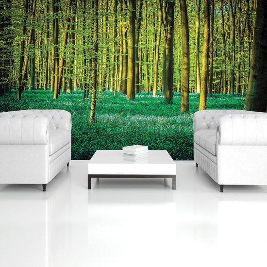 Fotobehang - Vlies Behang - Bos met Groene Bloemen - 368 x 254 cm | bol