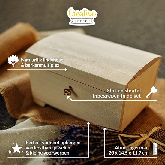 Creative Deco Grote Houten Sieradendoos – 20x14.5x11.7cm – Opbergdoos ...