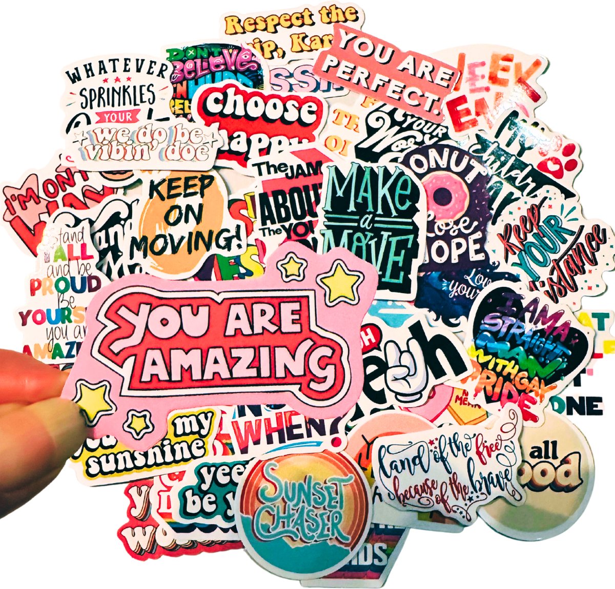 Sticker pack met 50 stickers met teksten en quotes in het Engels - Voor ...