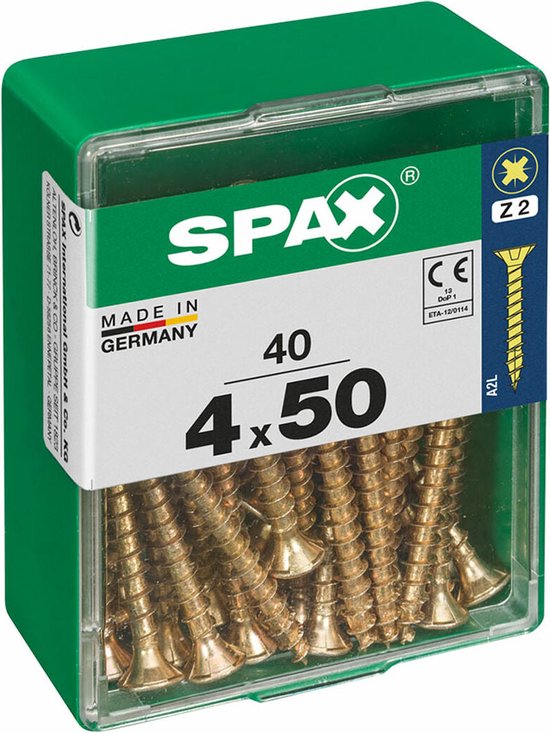 Schroefdoos SPAX Houten schroef Platte kop (4 x 50 mm) (4,0 x 50 mm) | bol