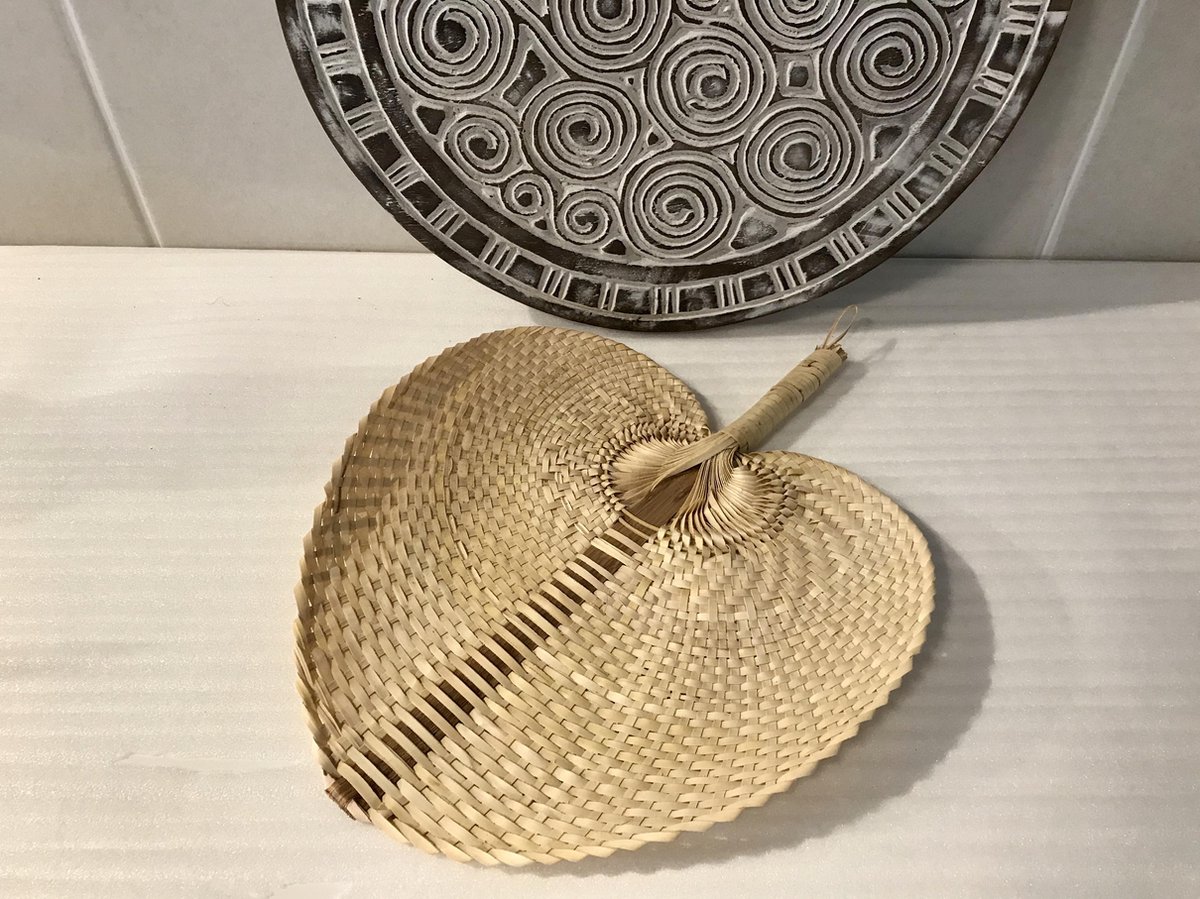 Waaier, waaier uit Bali, Bali Fan, decoratie waaier licht naturel | bol.com