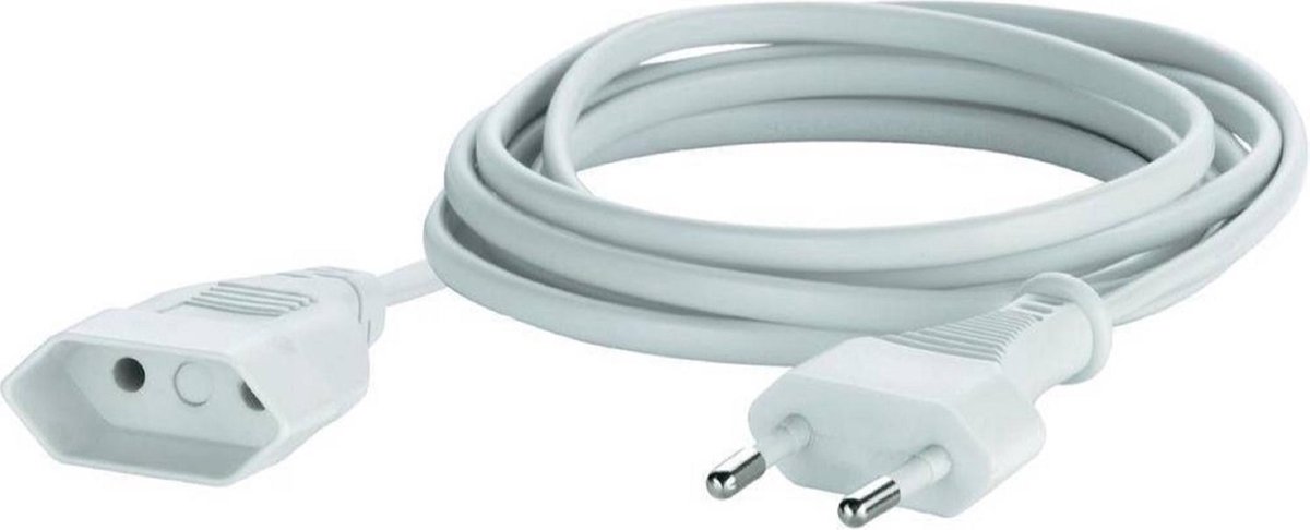 1x Verlengsnoer/kabel plat 5 meter wit voor binnen - Verlengsnoeren ...