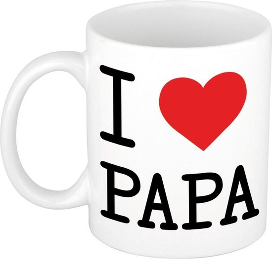 I love papa wit met rood hartje koffiemok / beker 300 ml - keramiek - cadeau voor... | bol.com