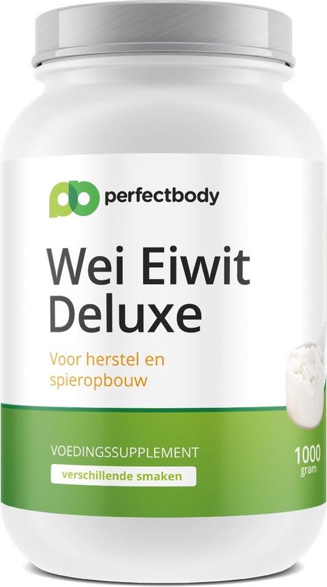 Wei Eiwit Deluxe - 1000 Gram - Aardbei | Banaan | Vanille - PerfectBody ...
