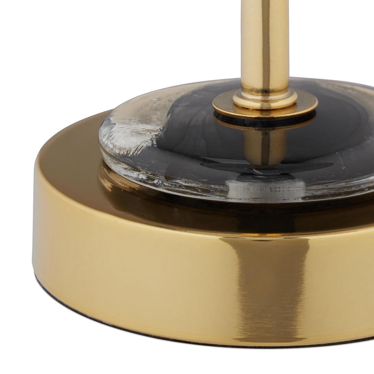 relaxdays tafellamp goud - nachtlampje - glazen lampenkap - bureaulamp ...