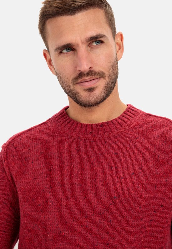 camel active Gebreide trui met gecertificeerde merinowol - Maat menswear-XL - Rood | bol