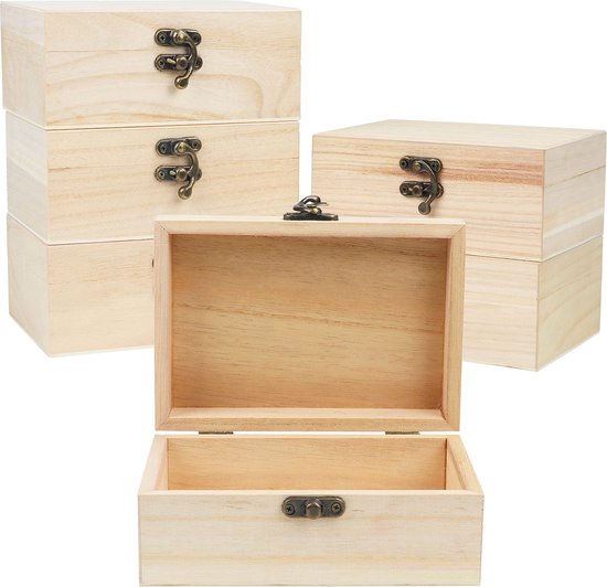 Belle Vous Onbewerkt Houten Doos (6 Pak) – 14,8 x 10,2 x 6,3 cm ...