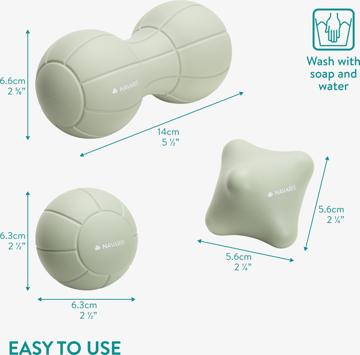 Navaris 4-delige zelf massage set - 1 lacrosse bal, 1 pinda bal, 1 ...