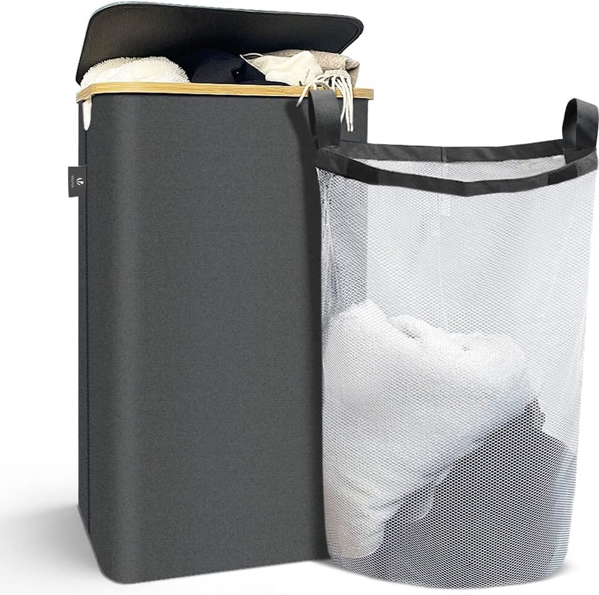 met deksel 100L, opvouwbare wasmand met uitneembare waszakken, Laundry ...