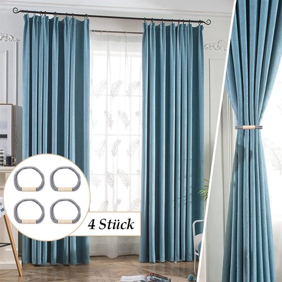 Pakket van 4 magnetische gordijnkoorden, grijze koorden voor gordijnen ...