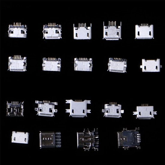 24 Types Micro USB Socket Jack Connector Female 90 Graad Soldering PCB ...