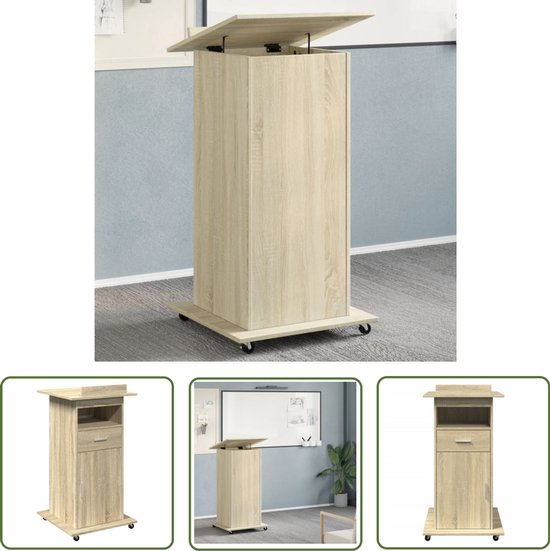 vidaXL Houten Lessenaar - Lessenaar - Lessenaar met wielen en lade ...