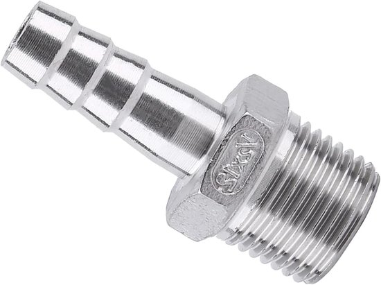 Stainless Steel SS304 Male Thread Barb Hose Tule Connector 55° BSPT 1/8 ...