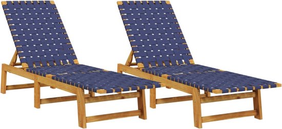 vidaXL Ligbedden 2 st donkerblauw acaciahout Ligbed - Ligbeddonder ...