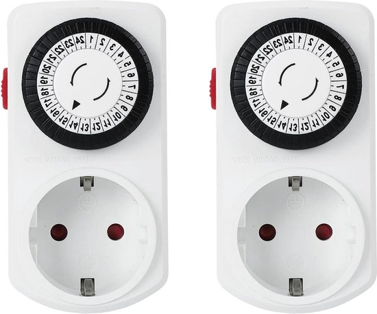 Mechanische Timer Stopcontact 2 Stuks - 24-uursprogramma - Analoge ...