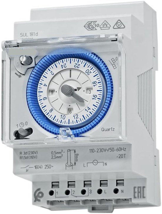 Tijdschakelaar - Dagelijkse timer, mechanisch - Analoge tijdschakelaar - 1 kanaal -... | bol