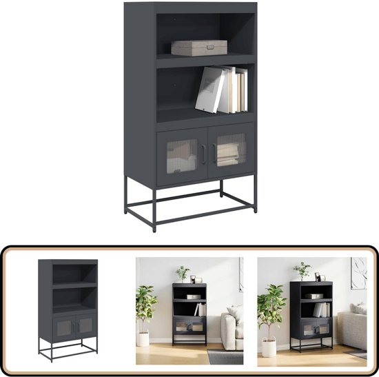 vidaXL Hoge kast 68x39x123 cm staal antraciet Hoge Kast - Opslagkast ...