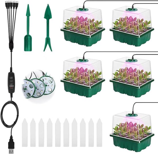 Mini-broeikas voor planten - voor binnen - 5 stuks - met groeilamp | bol