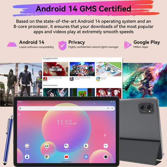 BESTTAB A20 Tablet met toetsenbord - 10.1 Inch 24(8+16)GB+256GB Android ...