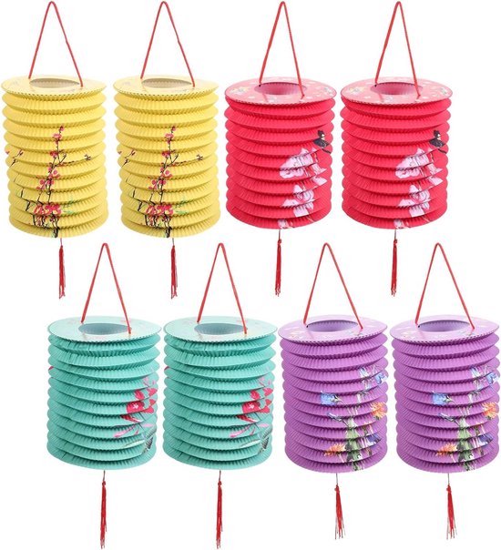 Lampion papieren Chinese lantaarns - Set van 8 lampions voor Japanse ...