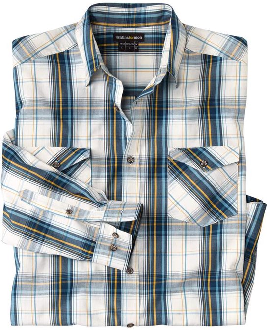 Atlas for Men - Popeline overhemd met ruitjes Québec - Heren ...