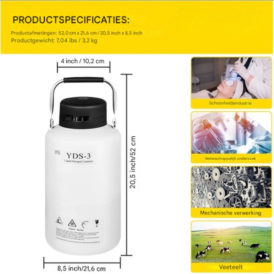 3 L Cryogene Tank - Vloeibare Stikstof Container - Aluminium Dremel ...