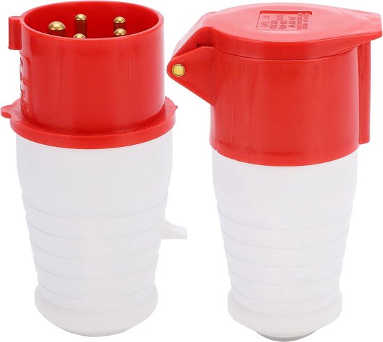 5 Pin Industrial Plug Coupler - 3 Phase Power Plug Set IP44 Waterproof ...