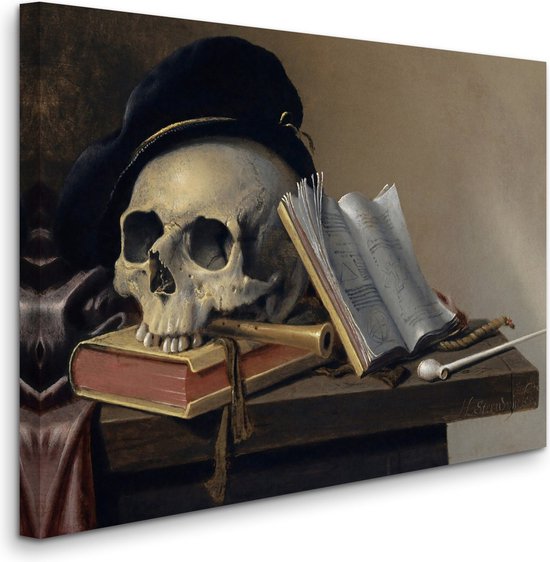 Harmen Steenwyck - Still Life With Skull, Books, Flute And Pipe - Stilleven met... | bol