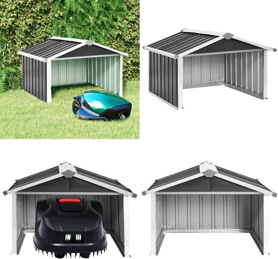 vidaXL Overkapping voor robotmaaier 92x97x63 cm staal antracietkleurig ...