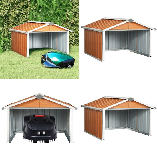 vidaXL Overkapping voor robotmaaier 92x97x63 cm staal bruin ...