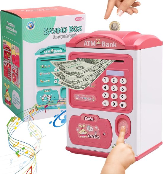 Elektronische spaarpot met vingerafdrukbescherming voor kinderen - Digitale bank voor... | bol