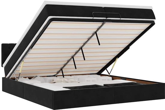 vidaXL - Ottoman - bed - met - matras - 200x200 - cm - fluweel - zwart ...