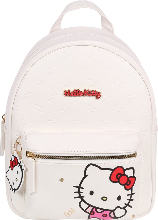 Hello Kitty Witte leren rugzak met sleutelhanger, damesrugzak voor in ...