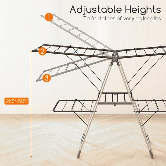 Giantex Droogrek voor kleding, opvouwbaar wasdroogrek met 33 ...