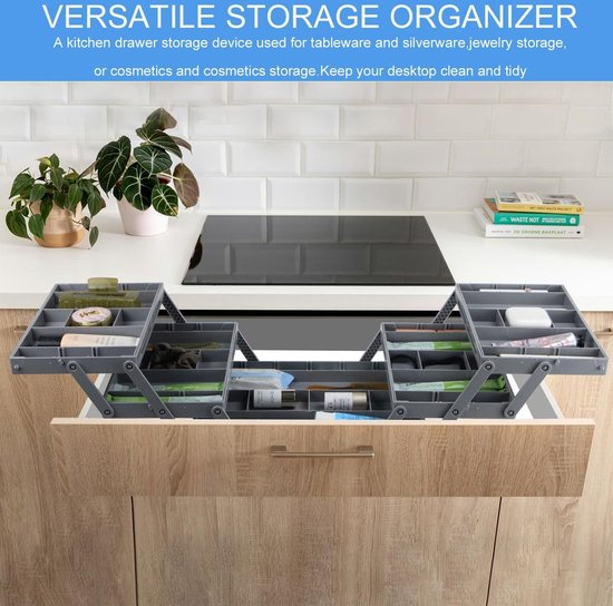 3 Tier Lade Organizer - Multi Level Opvouwbare Ondiepe Lade Organizers ...