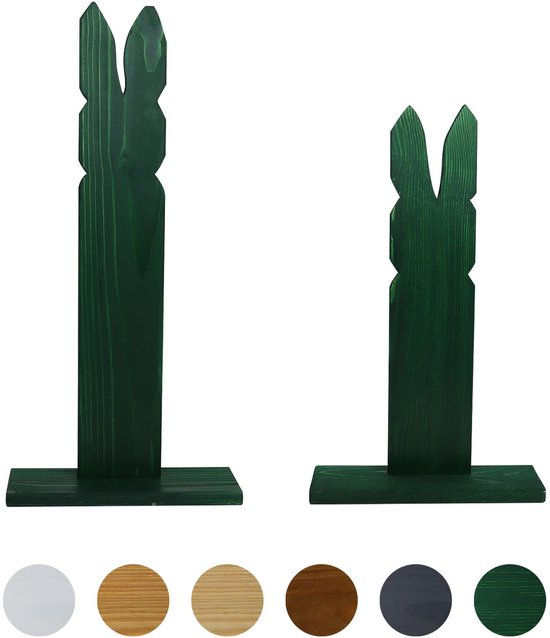 2-delige SET Paasdecoratie Haas van Hout Decoratieve Figuur Pasen Lente ...
