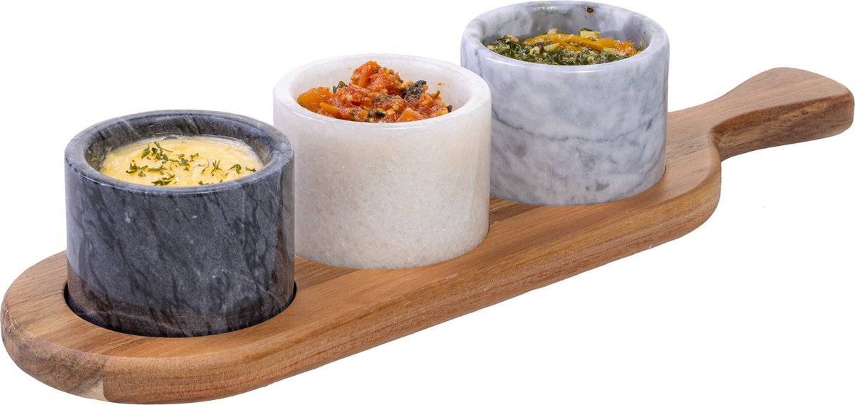 Jay Hill® Serveerplank - Marmeren Schaaltjes - Borrelplank - Hout ...