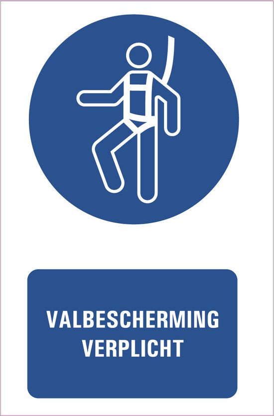 Valbescherming verplicht bord met tekst - kunststof - M018 420 x 297 mm ...