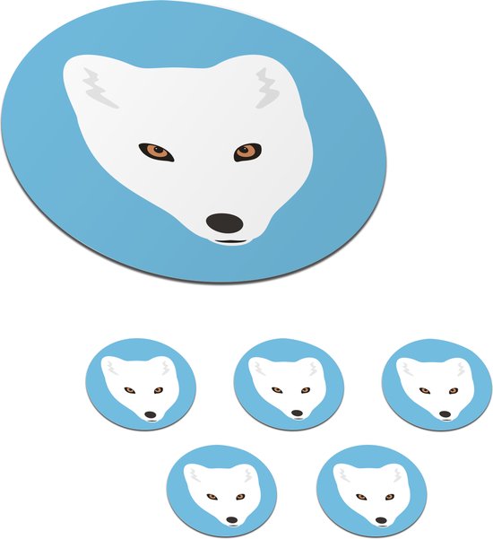 Onderzetters voor glazen - Rond - tekening van de kop van een poolvos ...